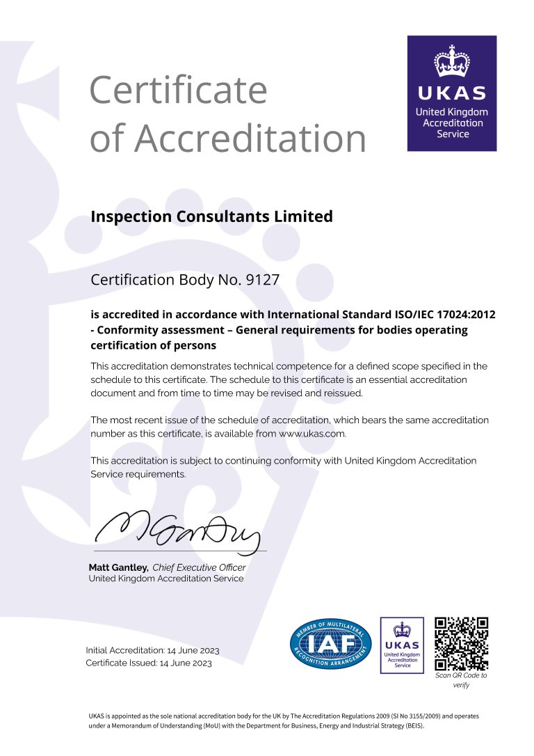Our Accreditations - Inspection Consultants